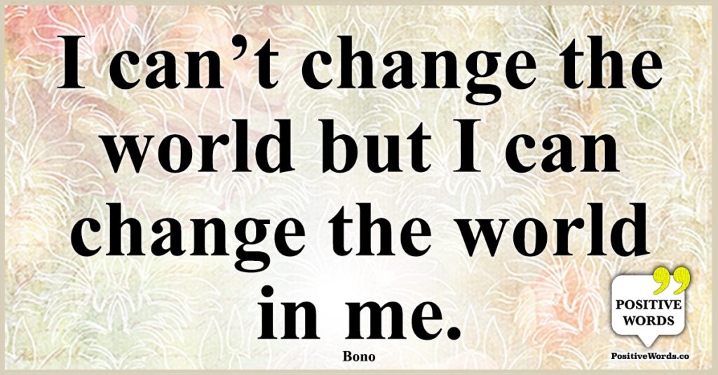 I can’t change the world but I can change the world in me.