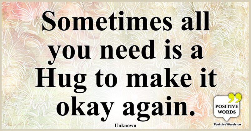 Sometimes all you need is a hug to make it okay again.